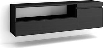 Skraut Home | TV-Schrank, Lowboard | f&uuml;r Wohnzimmer und Esszimmer | 150x45x35cm | F&uuml;r TV-Ger&auml;te bis zu 65 | H&auml;ngend | Moderner Stil | Schwarz