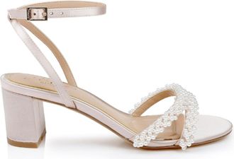 Badgley Mischka Damen Ninnette Sandalen mit Absatz, Champagner-Satin, 40 EU