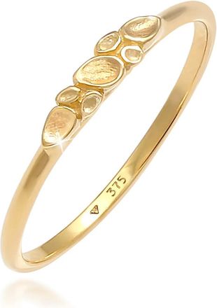Elli Ringe - Ring Organic Natural Struktur 375 Gelbgold - Gr. 52 MM - in Gold - für Damen