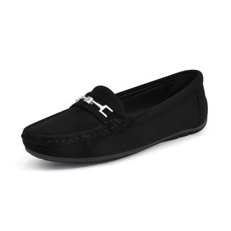 Dream Pairs Damen Loafer Bequeme Mokassins Slippers Damen Niedrige Schuhe Faltbare Klassische Loafer SCHWARZ-Suede 39 (EUR) SDLS2205W-NEW-E