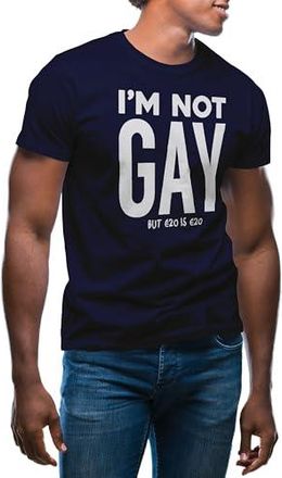 Generic Trending Im Not Gay But 20 is 20 Euro T-Shirt Bleu Marine pour Homme Size XL