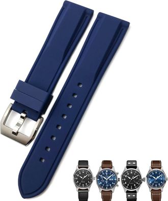 Generic 20mm 21 mm 22mm Gummi -Silikon Schwarz Blue Watchb&auml;nder f&uuml;r IWC Pilot 18 Uhren Sportgurt