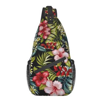 AOOEDM Hawaii Tropical Flower Sling Rucksack, Reisen, Wandern, Tagesrucksack, Crossbody-Rucksack, Schultertasche für Damen und Herren