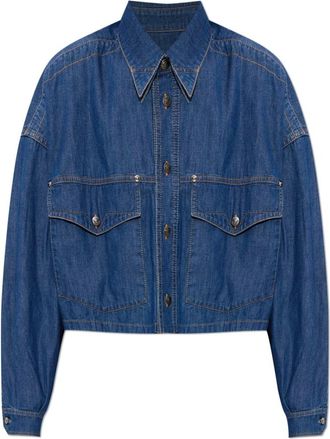 Versace Femme, Vestes, Bleu, Taille: 36 FR Veste en jean coupe ample