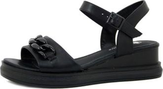 Lumberjack Lumberjack Sandales femme noires avec chaîne, compensées moyennes 5 cm, 4006, Noir, 39 EU