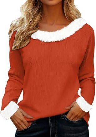 Generic Chemisier uni à manches longues pour femme - Automne et hiver - Col en peluche - Couleur unie - Ample - Décontracté - T-shirt à manches longues - Vête