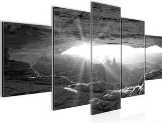 Runa Art Wandbilder Grand Canyon 5 Teilig Bild auf Vlies Leinwand Deko Wohnzimmer Schlafzimmer Berge Schwarz Weiss 603752c