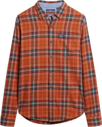 Superdry Herren L/S Cotton Lumberjack T-Shirt, Mehrfarbig (Drayton Check Orange), M