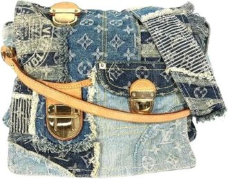 Louis Vuitton unisex, Pre-owned, Bleu, Taille: ONE Size Sac bandoulière en denim vintage Pre-owned