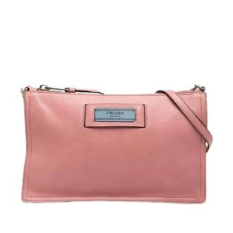 Prada Sac bandouli&egrave;re Etiquette Pre-owned en cuir - Femme - Pre-owned - Rose - Taille: ONE Size