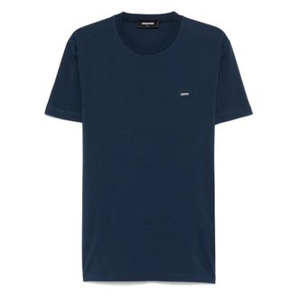 Dsquared2 Logo-plaketten Crewneck T-Shirt - - Tops - Herren - Blau - M