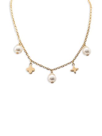 Louis Vuitton 2014 Gold Plated Charmy Pearl Necklace costume necklace - Or