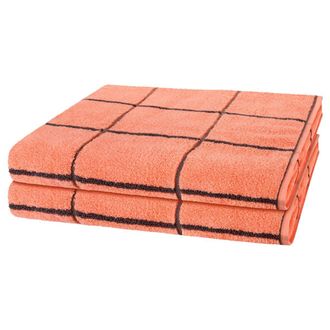 ROSS 2er-Set Duschtücher Sensual Skin Karo - Walkfrottee 500 g/m², 100% Baumwolle, Mit Aloe Vera Veredelt, Extra Saugstark & Hautfreundlich - Weiche & Nach