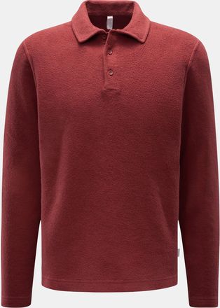 04651/ Herren - Fleece Langarm-Poloshirt dunkelrot