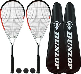 Dunlop Dunlop Biotec X-Lite Squashschläger x 2 + Schlägerhülle (2) + 3 Squash-Bälle (Verschiedene Optionen) (Biotec Max)