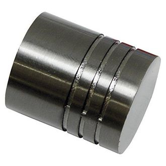 Gardinia Endknöpfe für Gardinenstangen, 2 x Endstück Zylinder, Serie Chicago, Metall, Titan, Durchmesser 20 mm, 10011169