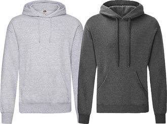 Fruit Of The Loom Herren Kapuzenpullover S M L XL XXL 3XL 4XL 5XL auch Sets, 1x Dark Heather + 1x Grau + 1x HL-Kauf Notizblock, XXL