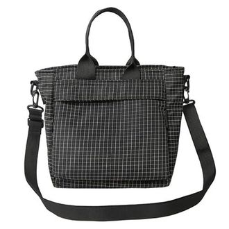 Generic Grand sac fourre-tout en nylon pour femme - Multi-poches - Bandouli&egrave;re r&eacute;glable - Pour l&eacute;cole et le travail, Noir 2, 7.48*3.54*8.66inch