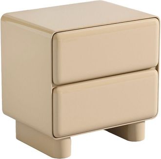 Vente-Unique Table de chevet avec 2 tiroirs - MDF - Beige laqu&eacute; - AUNELA