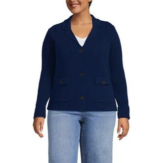 Lands End Baumwoll-Blazer DRIFTER, Damen, Gr&ouml;&szlig;e:52-54 plus, Blau, Baumwolle, by Lands End