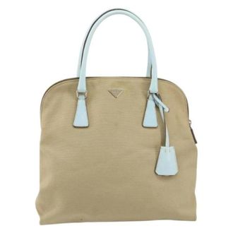 Prada Sac &agrave; main en toile Pre-owned - Femme - Pre-owned - Beige - Taille: ONE Size