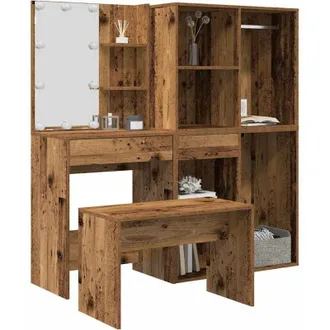 vidaXL Vidaxl - Ensemble de coiffeuse avec led vieux bois bois ding&eacute;nierie