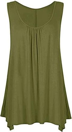 Purple Hanger Débardeur long sans manches pour femme - Col rond - Ourlet irrégulier - Vert - 46
