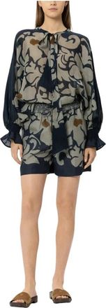 Luisa Cerano Femme, Shorts, Vert, Taille: 36 FR Shorts en ramie &agrave; imprim&eacute; floral