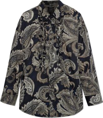 R13 Femme, Blouses et Chemises, Bleu, Taille: 34 FR Shredded Seam Ruffle Shirt