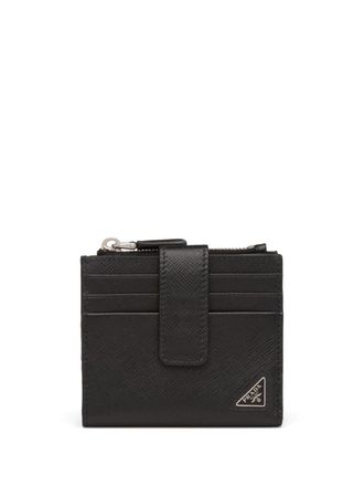 Prada porte-cartes en cuir Saffiano - Noir