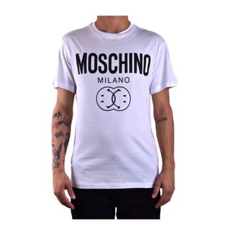 Moschino Homme, Tops, Blanc, Taille: L T-shirt blanc imprimé automne/hiver