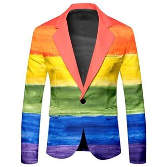 Generic Veste arc-en-ciel pour homme - Costume CSD - Blazer slim fit Pride Month - Veste de costume attrayante pour carnaval, festival, d&eacute;fil&eacute;, 005., 3XL