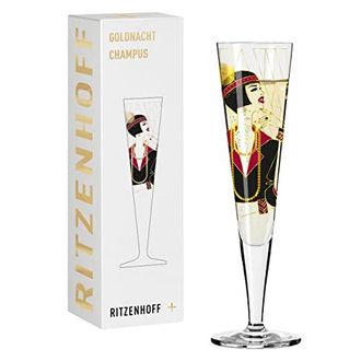 Ritzenhoff 1071027 Champagnerglas 200 ml - Serie Goldnacht Nr. 27 - Edles Designerstück mit Echt-Gold - Made in Germany