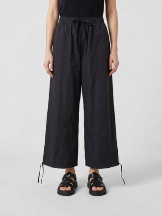 Kenzo Pantalon large taille haute en coton m&eacute;lang&eacute; avec cordon de serrage