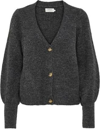 Only ONLCLARE L/S Cardigan KNT Noos, Gris fonc&eacute; m&eacute;lang&eacute;, M Femme