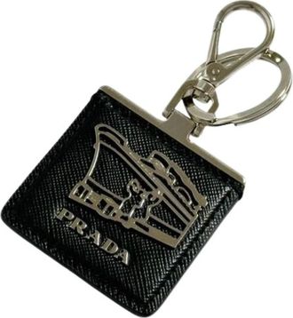 Prada unisex, Pre-owned, Noir, Taille: ONE Size Porte-cl&eacute;s Vintage en Cuir Pre-owned