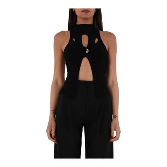 Elisabetta Franchi Geripptes Tanktop mit Cut-Out - - Tops - Damen - Schwarzk - L