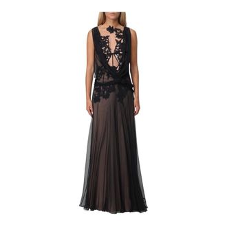 Alberta Ferretti Robe longue en soie - Femme - Robes - Noir - Taille: 40 FR