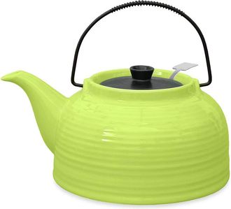 Nelly Teekanne/Kanne Nelly 1,5l grün/schwarz mit Stahlsieb (Kanne grün, Deckel schwarz)