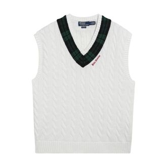Polo Ralph Lauren Gilet de Cricket Coupe Ample - Homme - Pulls - Blanc - Taille: L