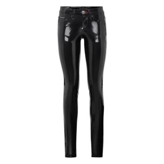 Philipp Plein Femme, Pantalons, Noir, Taille: 42 FR Slim Pantalons Statement