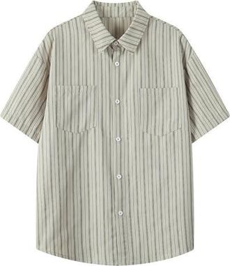 Generic Chemise Homme Manches Courtes Chemisette Boutonn&eacute; V&ecirc;tements Grande Taille Fin Cut Vetement D&Eacute;t&eacute; Habit Leger Col Mao Respirant