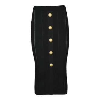 Balmain Femme, Jupes, Noir, Taille: 40 FR Jupe mi-longue en maille stretch