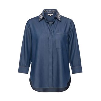 Liu Jo Femme, Blouses et Chemises, Bleu, Taille: 40 FR Chemise avec Col Amovible