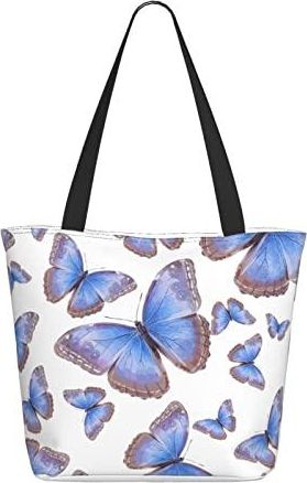 AOOEDM Sac &agrave; provisions d&eacute;t&eacute; avec papillons bleus pour femme 13 x 11 x 7 po. Le cadeau parfait pour la Saint-Valentin. Cest de la Saint-Valentin pour maman, 