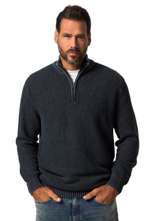 JP1880 Herren große Größen Übergrößen Menswear L-8XL Troyer, Vintage Look, Stehkragen-Einsatz, Zipper navy blau L 812806785-L
