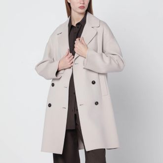 Max Mara Sandfarbener Midi-Mantel aus Wolltuch