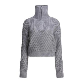 Max Mara Femme, Pulls, Gris, Taille: 38 FR Pull en maille court &agrave; col montant et fermeture &eacute;clair