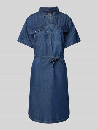 Monari Knielanges Jeanskleid mit Brusttaschen
