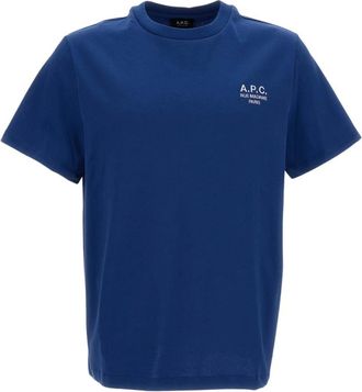 A.P.C. A.p.c., Homme, Tops, Bleu, Taille: M T-shirt &agrave; col rond